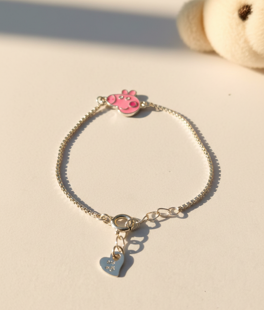 925 Sterling Silver Baby Bracelet With Pig Charm - Wholesale 925 Silver ...