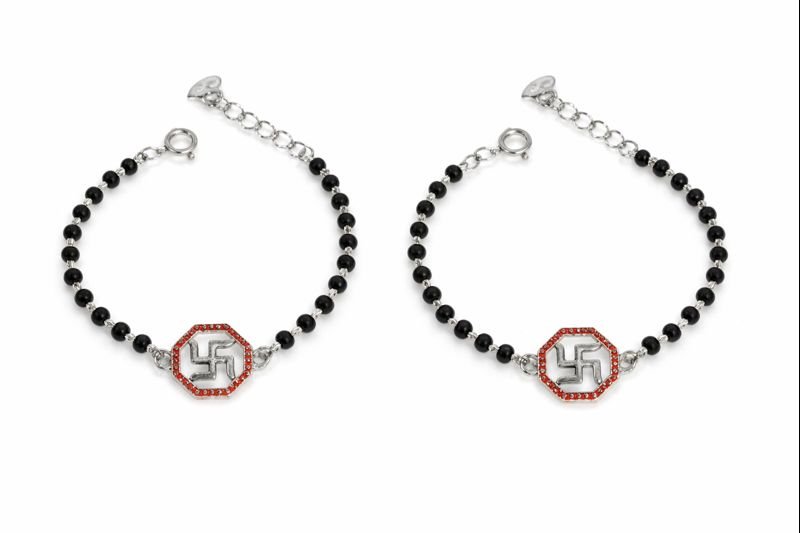 925 Sterling Silver Baby Nazariya with Swastik Charm for Unisex Baby ...